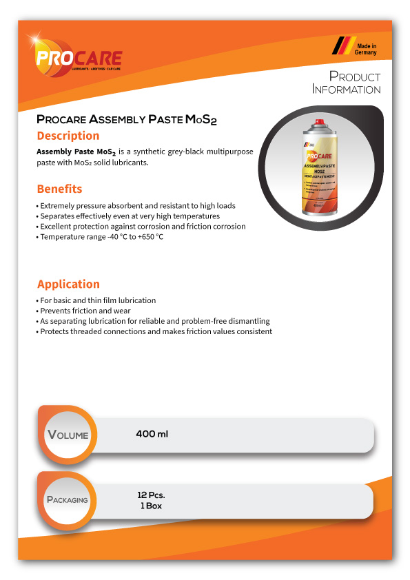 ASSEMBLY PASTE MOS2 - Procare Lubricants